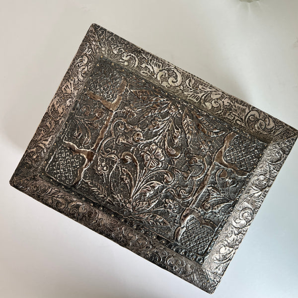 Hammered Tin Wrapped Jewelry/Trinket Box with Lock- Large - Where On ...